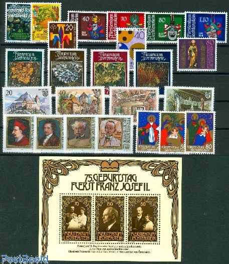 Briefmarke 1981, Liechtenstein Yearset 1981, complete, 24v + 1s/s, 1981 ...